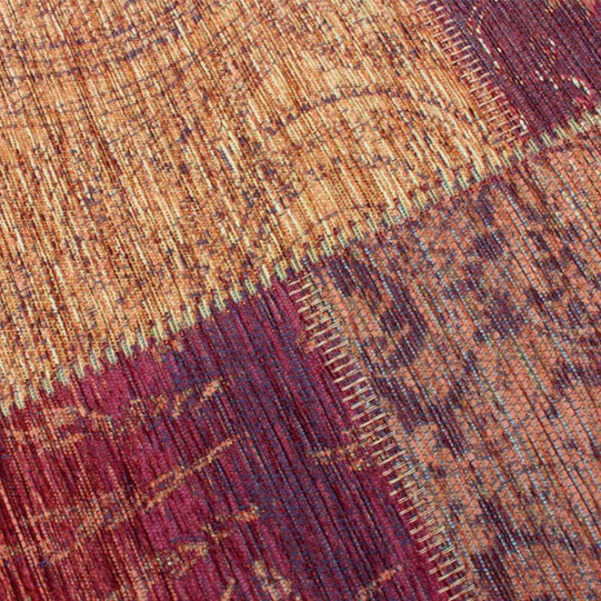 Tapis rectangulaire Patchwork Kilim Terracotta Chenille par Flair Rugs